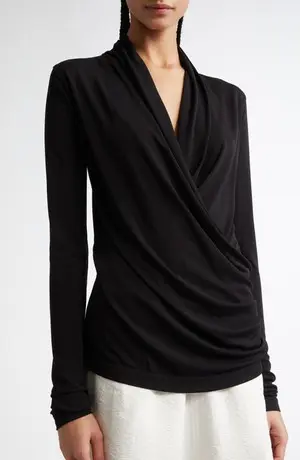 TOTEME Draped Jersey Top - Black