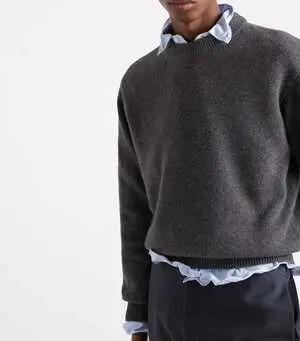 Prada Re-cashmere Crew-neck Sweater - Grey