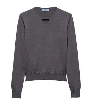 Prada Virgin Wool Triangle Cut-out Sweater