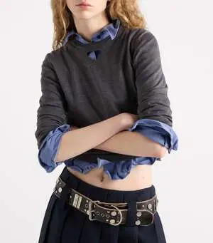 Prada Virgin Wool Triangle Cut-out Sweater