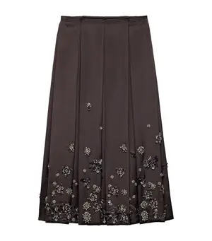 Prada Silk-wool Embroidered Skirt