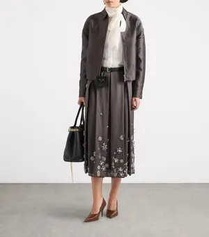 Prada Silk-wool Embroidered Skirt