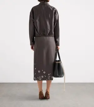 Prada Silk-wool Embroidered Skirt