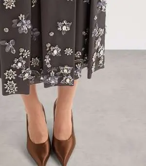 Prada Silk-wool Embroidered Skirt
