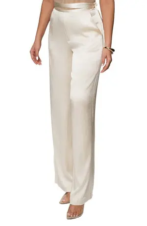 JLUXLABEL Deserae Silk Blend Wide Leg Pants