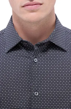 Bugatchi James Ooohcotton® Diamond Check Button-up Shirt - Black