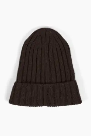 SSKEIN SSKEIN Ribbed Baby Alpaca Beanie Brown Heather
