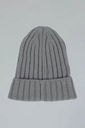 SSKEIN Ribbed Baby Alpaca Beanie - Grey Heather