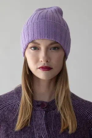 SSKEIN Ribbed Baby Alpaca Beanie - Iris