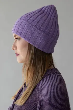 SSKEIN Ribbed Baby Alpaca Beanie - Iris