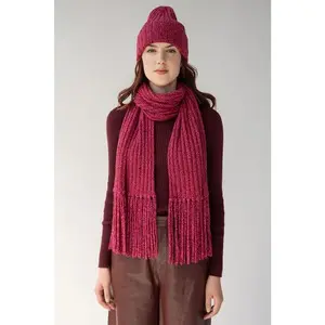SSKEIN Fringe Scarf Magenta Marl