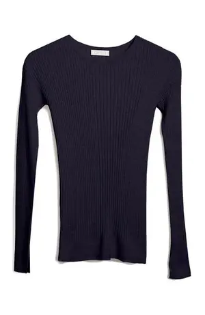 OYUN Ribbed Crew Neck Pullover - Midnight