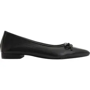 FOREVER & ALWAYS SHOES Ruby Leather Pointed Toe Ballerinas - Black Leather