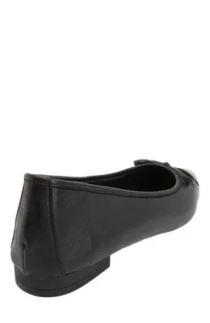 FOREVER & ALWAYS SHOES Ruby Leather Pointed Toe Ballerinas - Black Leather