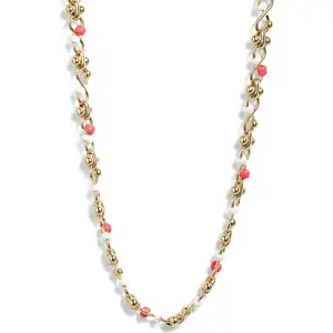 Nordstrom Beaded Chain Necklace - Pink Multi- Gold