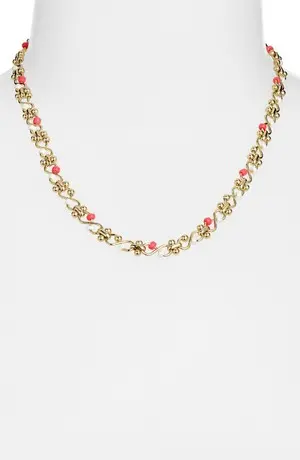 Nordstrom Beaded Chain Necklace - Pink Multi- Gold