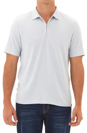 THREADS 4 THOUGHT Erick Solid Peached Piqué Zip Polo - Seamist
