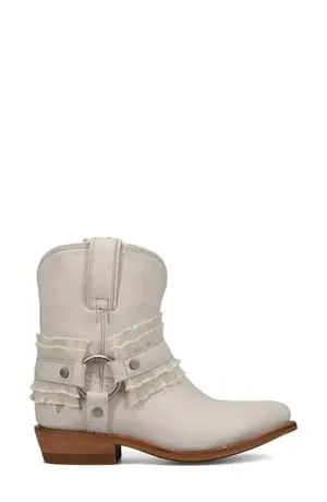 Frye Billy Ruffle Harness Booties - Ivory