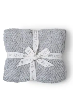 Barefoot Dreams Cozychic® Herringbone Throw Blanket - Silver Sky