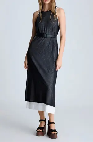 KENNETH COLE Sheer Layer Midi Dress