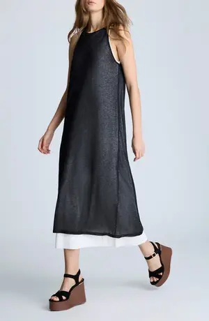 KENNETH COLE Sheer Layer Midi Dress