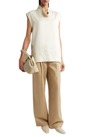 TOTEME Funnel Neck Sleeveless Top - Ecru
