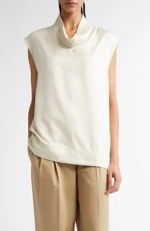 TOTEME Funnel Neck Sleeveless Top - Ecru