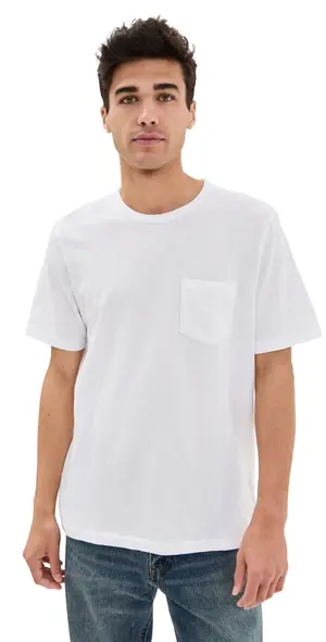 Faherty Brand Sunwashed Pocket Tee - White