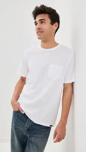 Faherty Brand Sunwashed Pocket Tee - White