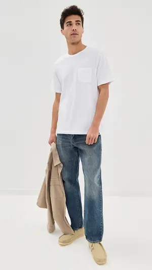 Faherty Brand Sunwashed Pocket Tee - White
