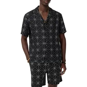 John Varvatos Dan Geometric Linen Camp Shirt