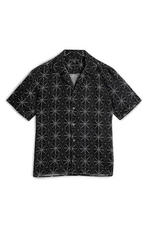 John Varvatos Dan Geometric Linen Camp Shirt
