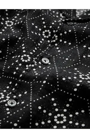 John Varvatos Dan Geometric Linen Camp Shirt