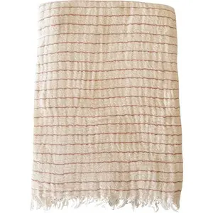 Anaya Desert Striped Turkish Cotton Crinkled Throw - Beige