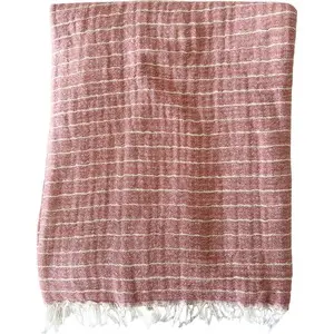Anaya Desert Striped Turkish Cotton Crinkled Throw - Red