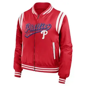 WEAR BY ERIN ANDREWS Philadelphia Phillies Embroidered Bomber Jacket - Red