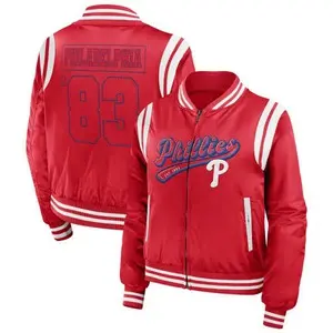 WEAR BY ERIN ANDREWS Philadelphia Phillies Embroidered Bomber Jacket - Red