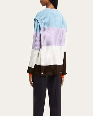 SETCHU Detachable Ribbed Button Sweater