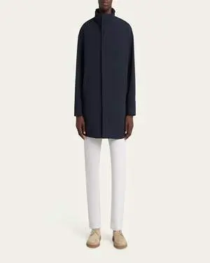 Giorgio Armani Nylon Stretch Caban Coat - Blue Navy
