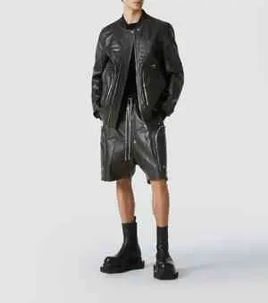 Rick Owens Bauhaus Flight Leather Bomber Jacket - Black
