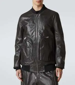Rick Owens Bauhaus Flight Leather Bomber Jacket - Black