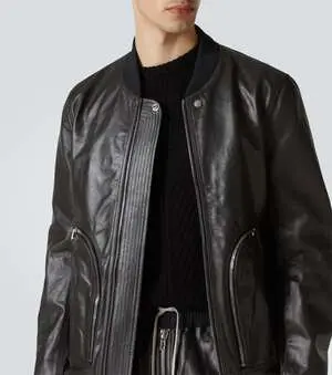Rick Owens Bauhaus Flight Leather Bomber Jacket - Black