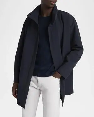 Giorgio Armani Nylon Stretch Caban Coat - Blue Navy