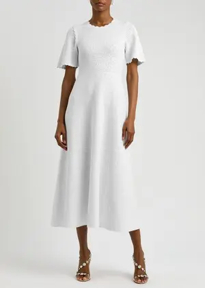 NEEDLE & THREAD Pointelle-knit Midi Dress