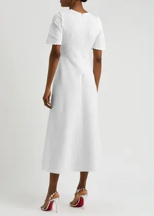 NEEDLE & THREAD Pointelle-knit Midi Dress