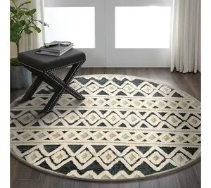 OX BAY TRADING CO. Ox Bay Shag Geometric Hand-tufted Wool Indoor Rug, 6' Round - One-color