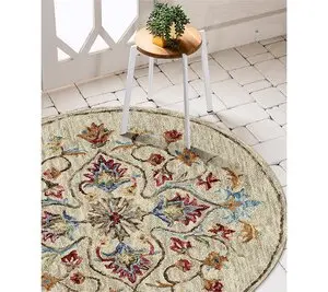 OX BAY TRADING CO. Ox Bay Floral Medallion Hand-tufted Wool Indoor Rug, 6' Round - One-color