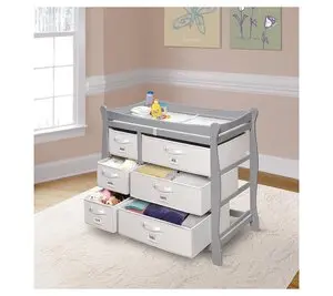 BADGER BASKET Sleigh Style Changing Table W/ 6 Baskets