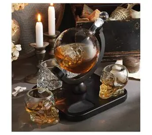 GODINGER Skull 5 Piece Whiskey Decanter Set