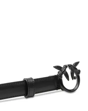 Pinko Love Berry Leather Belt - Limo Black